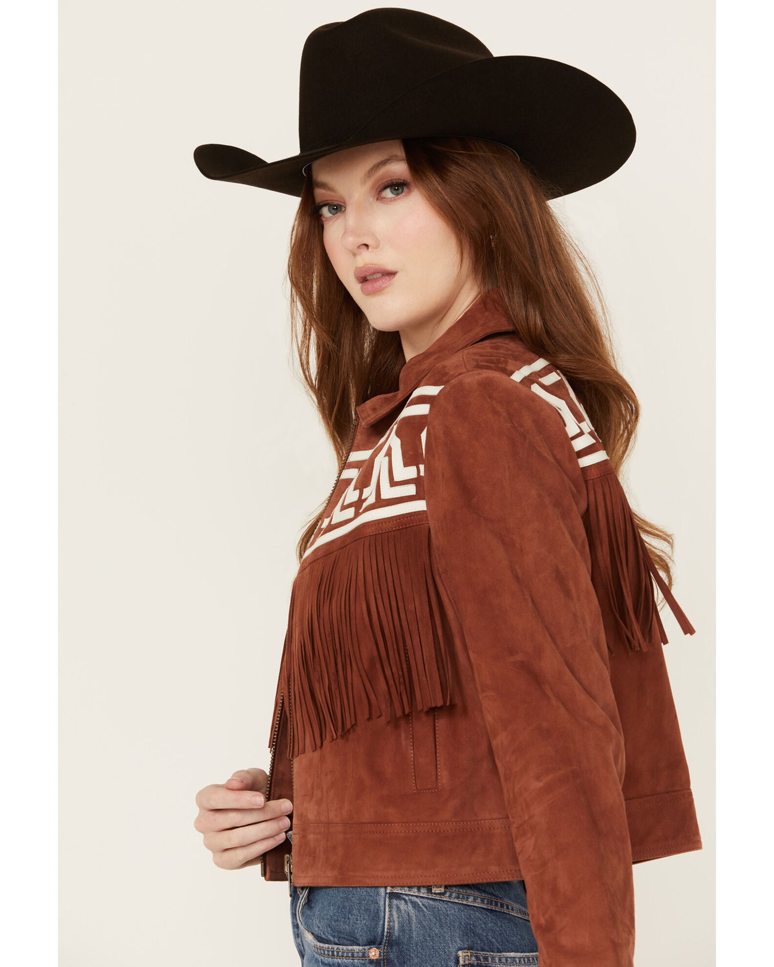 Product Name: Shyanne Women's Embroidered Fringe Suede Jacket
