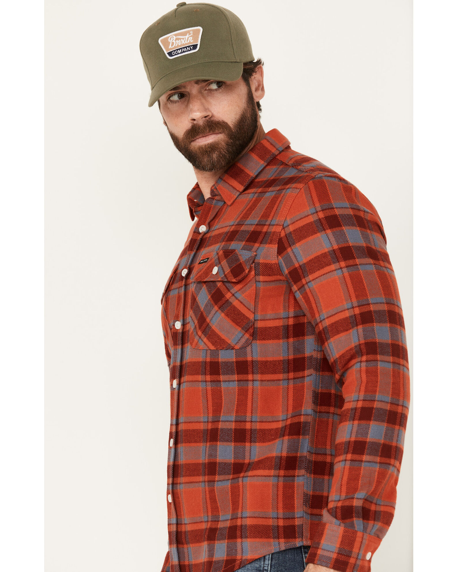 Product Name Brixton Mens Bowery Plaid Print Long Sleeve Button Down