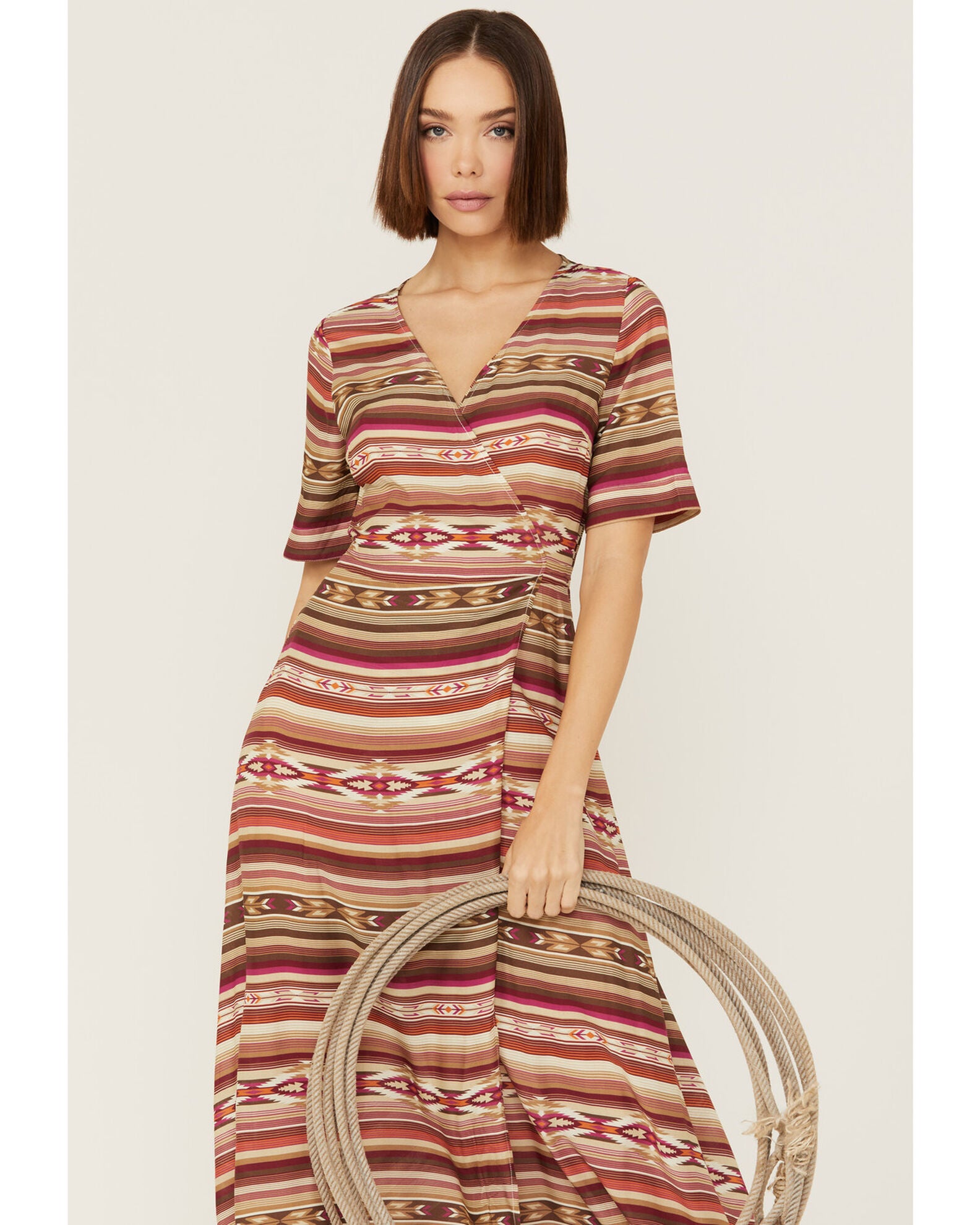 Product Name: Stetson Women's Southwestern Sunset Serape Print Wrap Dress