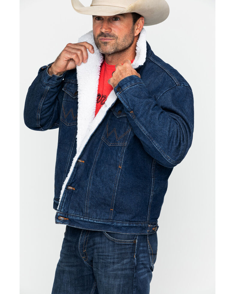Wrangler Mens Sherpa Lined Denim Jacket Sheplers