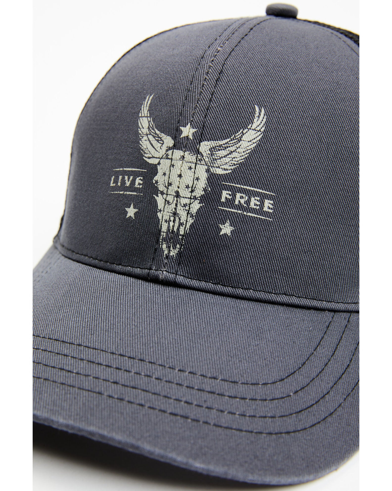 Cody James Men's Live Free Steer Head Ball Cap, Dark Grey