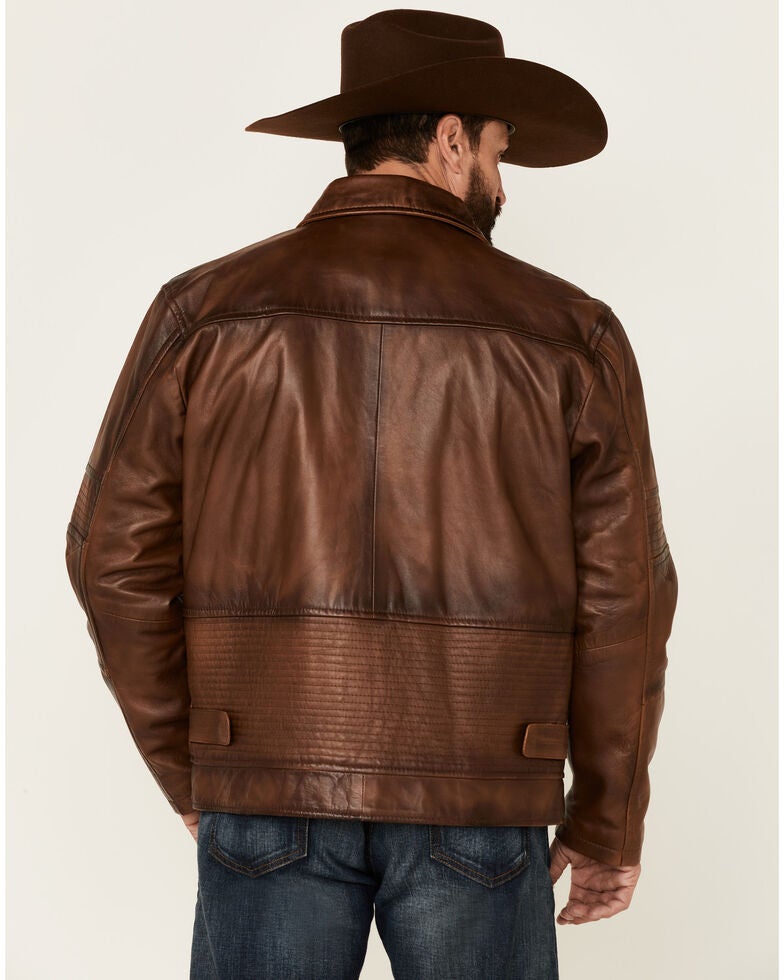 Cripple Creek Men's Vintage Brown Lamb Nappa CC Leather Jacket | Sheplers