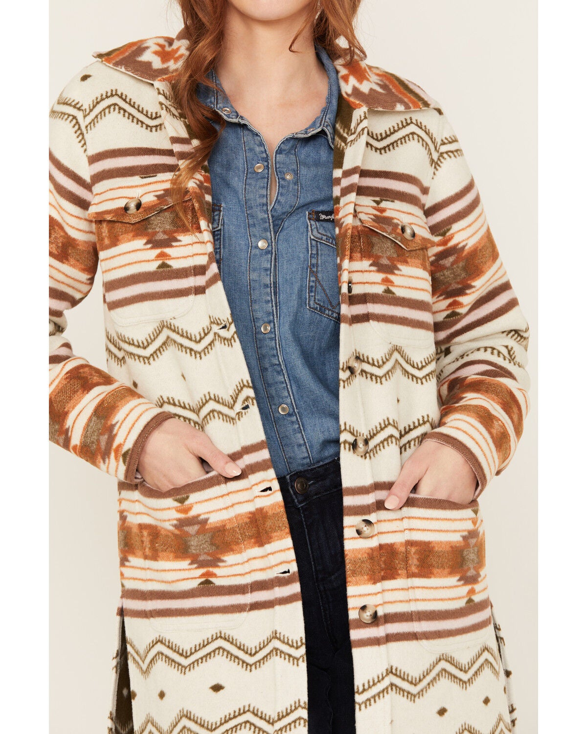 Shyanne Women's Long Southwestern Jacket, Cream