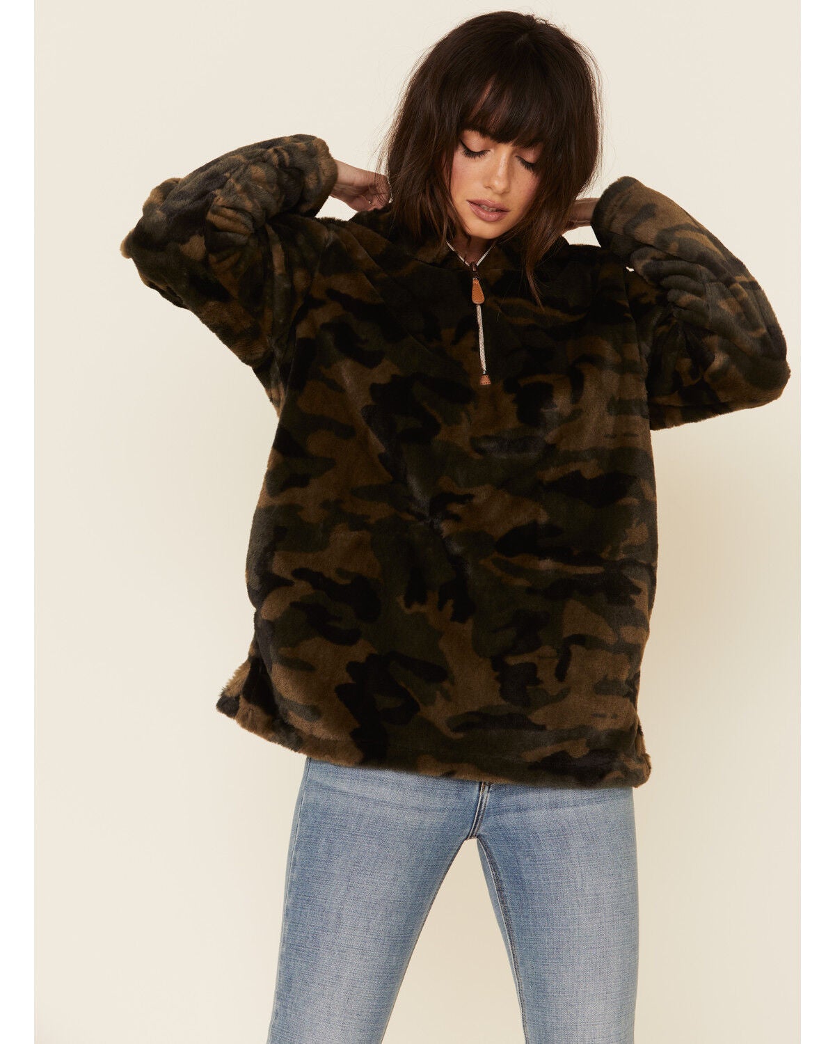 Katydid Women's Camo Plush 1/2 Zip Pullover, Camouflage