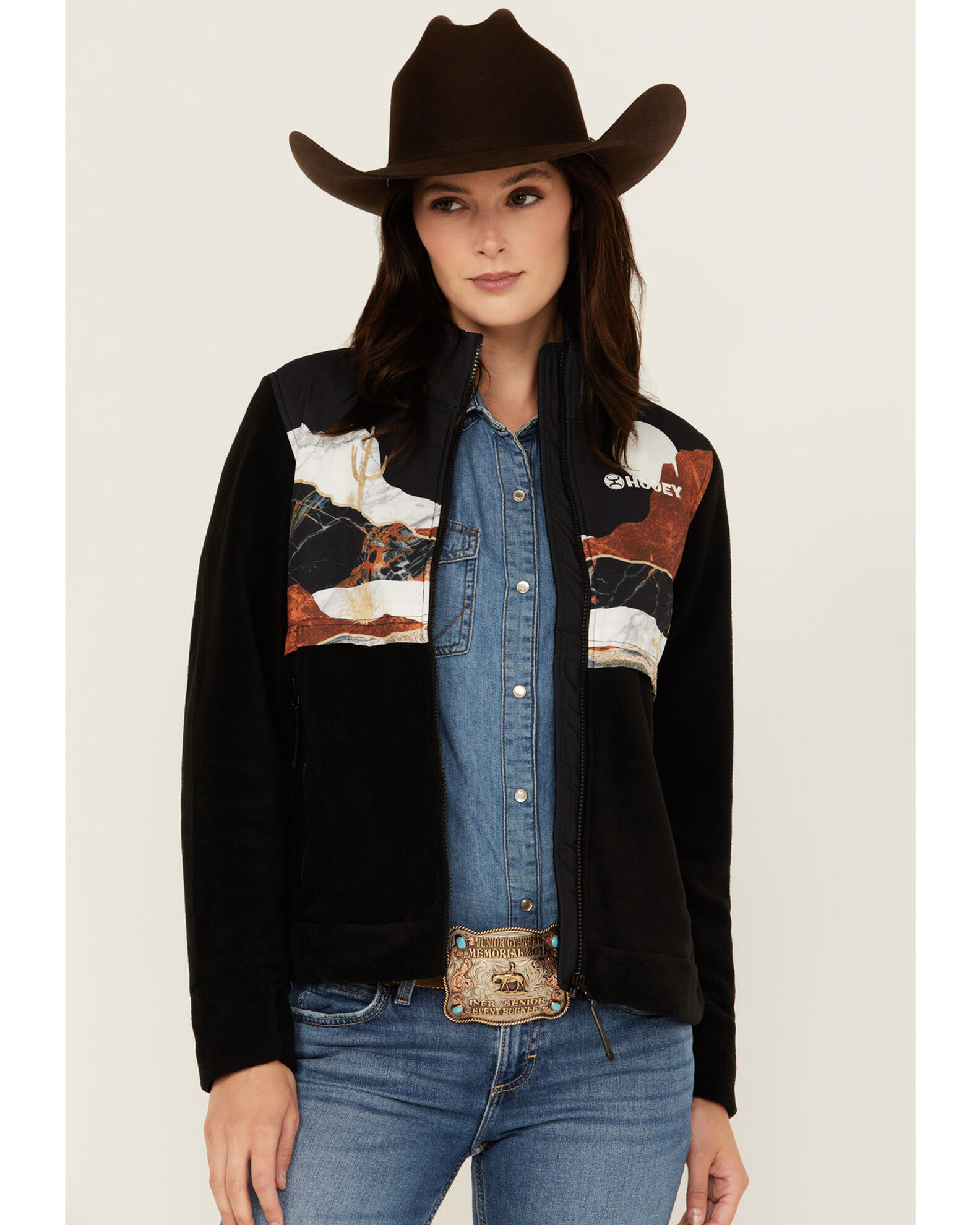 Product Name Hooey Womens Landscape Print Tech Fleece Jacket