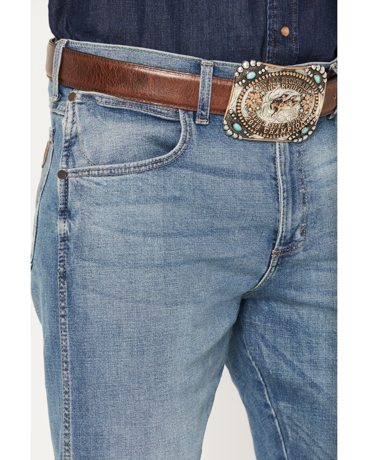 Wrangler Retro Men's 88MWZ Medium Wash Gralin Slim Straight Stretch Denim Jeans, Medium Wash