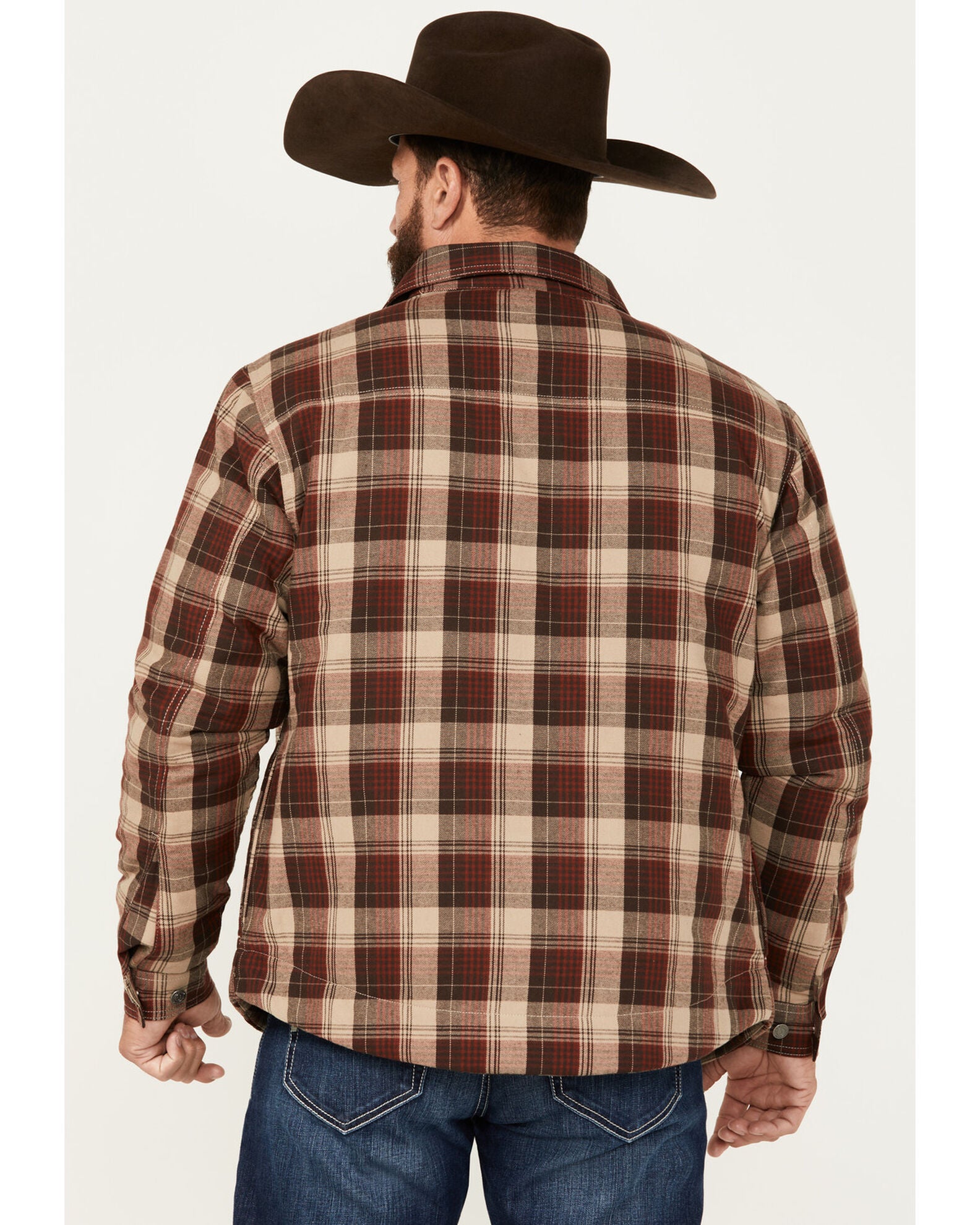 Justin Men's Jackson Plaid Print Snap Shacket, Rust Copper