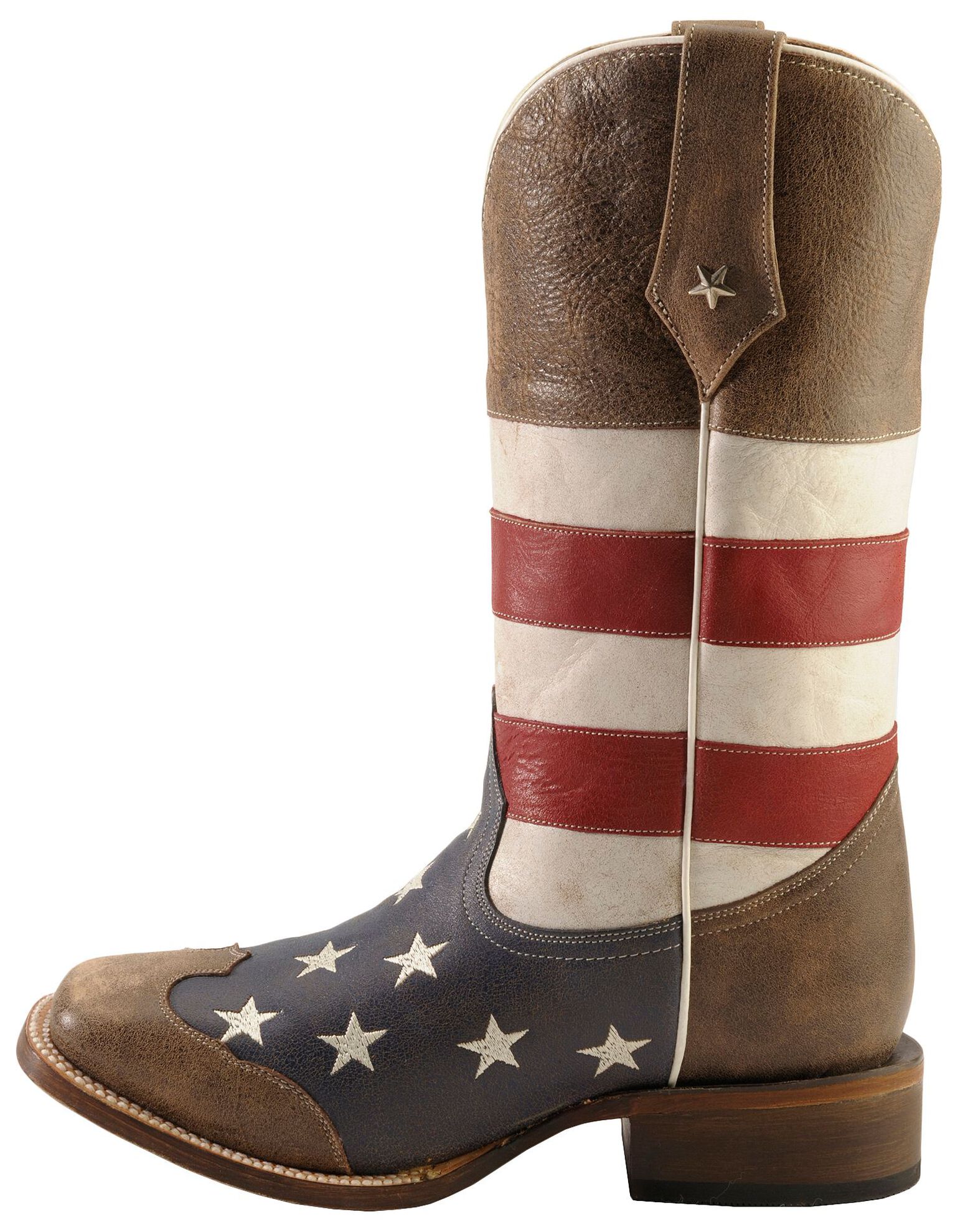 Roper American Flag Western Boots - Square Toe, Blue