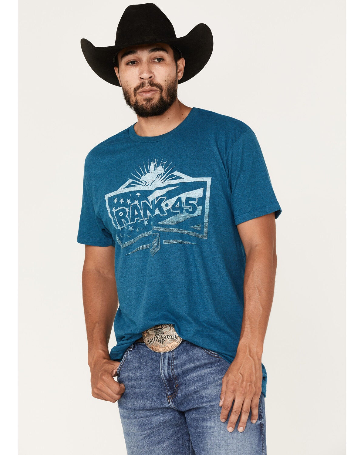 RANK 45® Men's Buckle Logo Gradient Graphic T-Shirt, Royal Blue