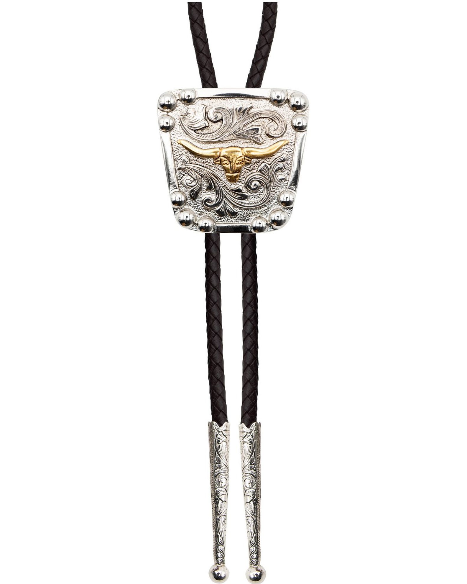 Cody James Men's Longhorn Bolo Tie, Silver