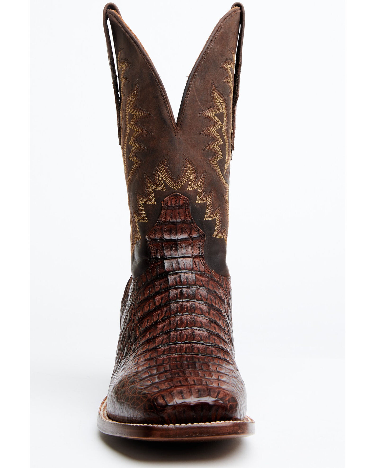 El Dorado Men's Handmade Caiman Back Brass Stockman Boots - Broad ...