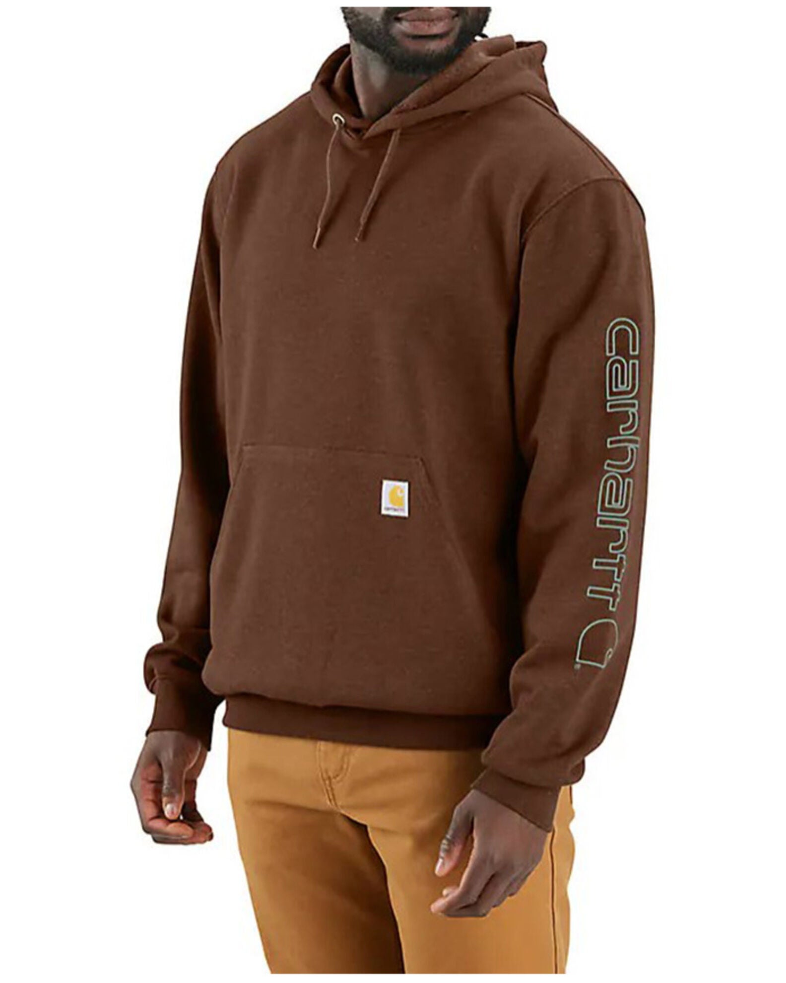 Carhartt Men's Loose Fit Midweight Logo Sleeve Graphic Sweatshirt, Brown