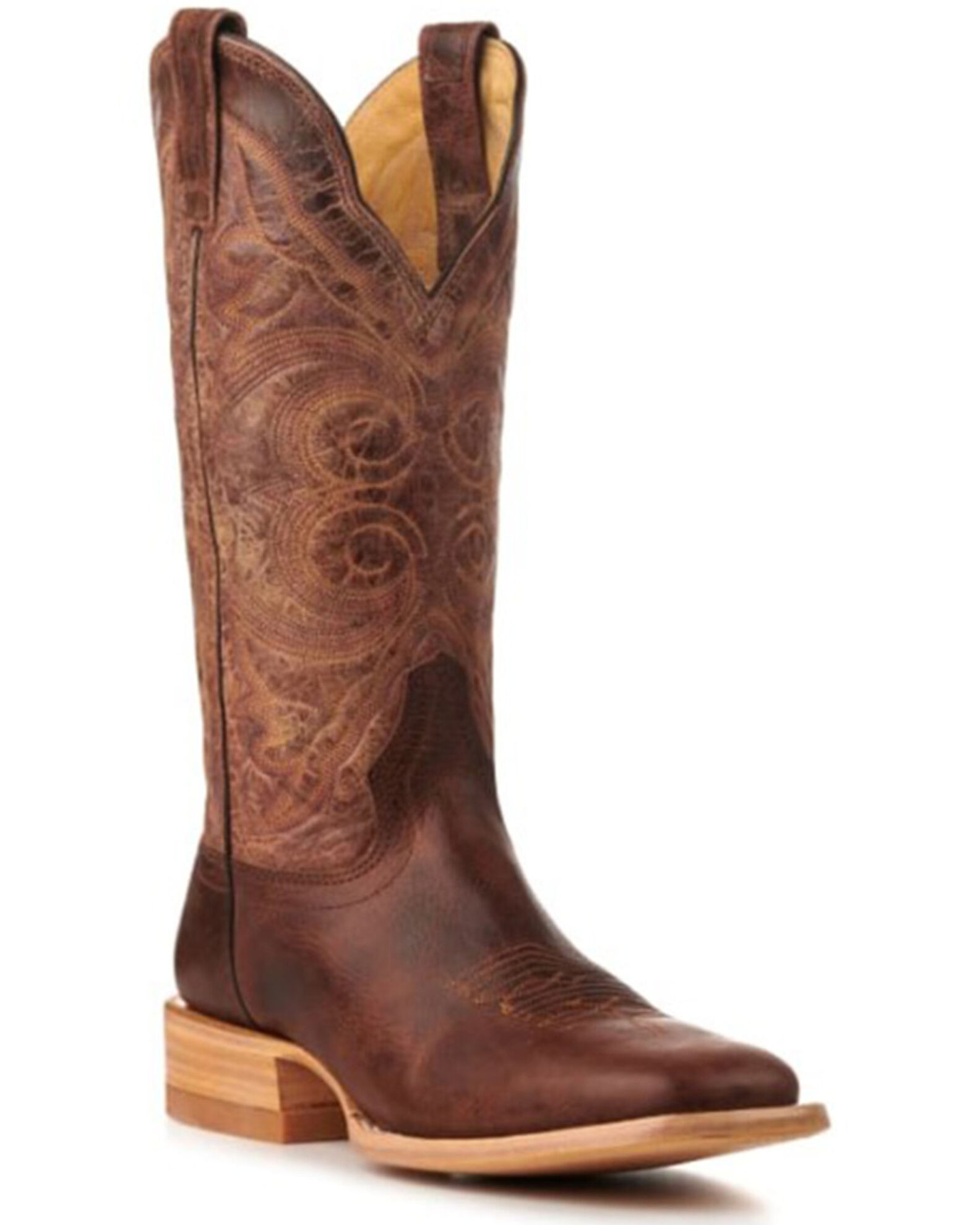 Hondo Boots Mens Cowhide Western Boots Broad Square Toe Brown