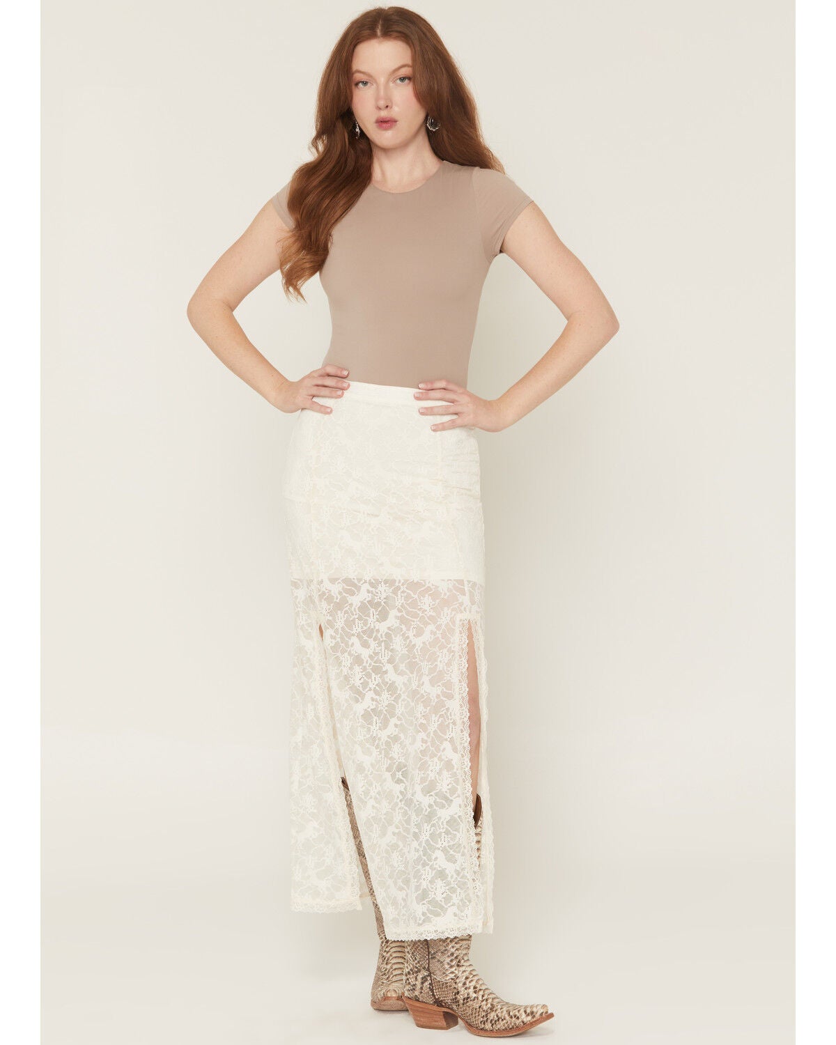 Idyllwind Women's Palomino Horse Lace Midi Skirt, Ivory
