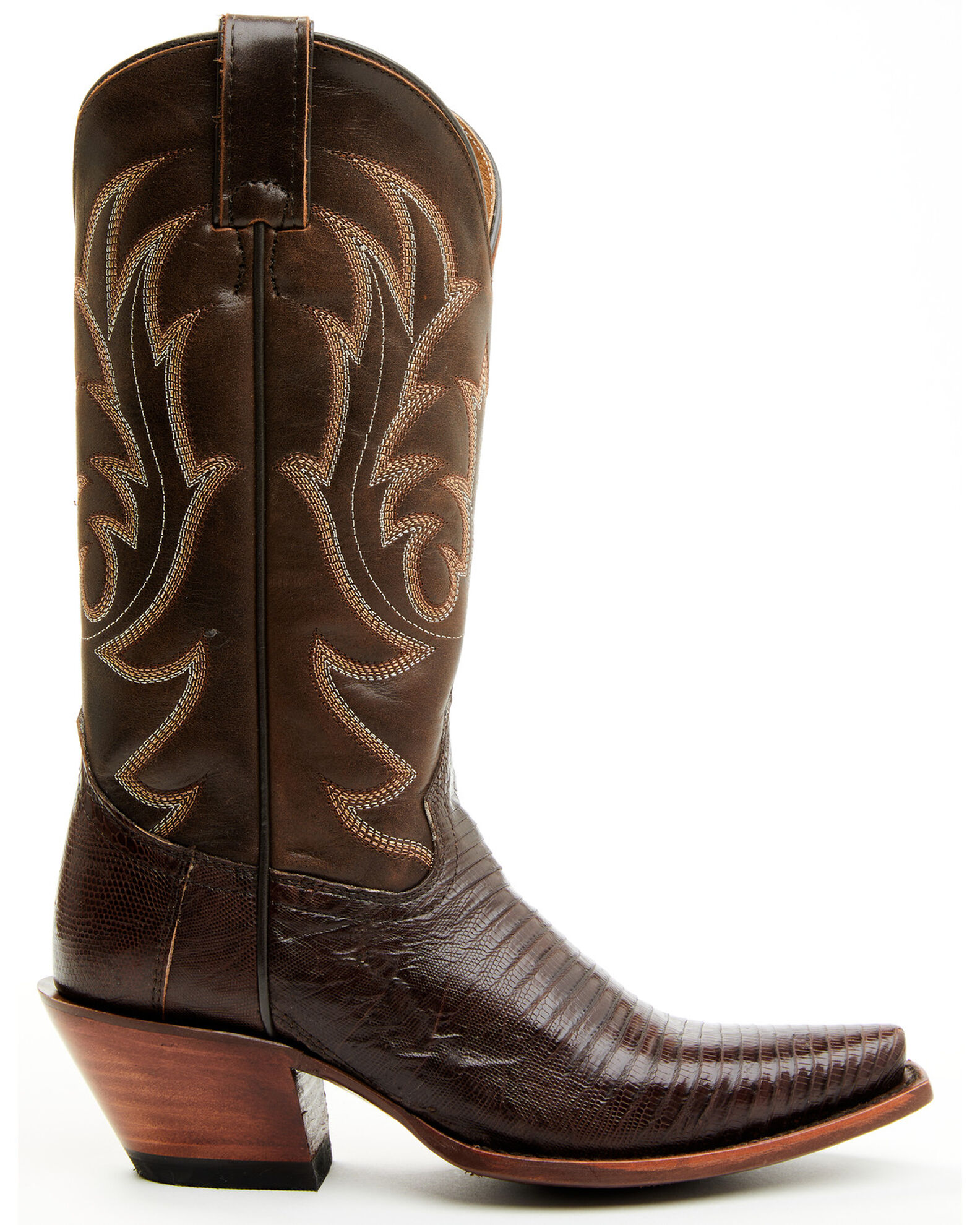 Shyanne Womens Cocoa Exotic Lizard Western Boots Snip Toe Brown