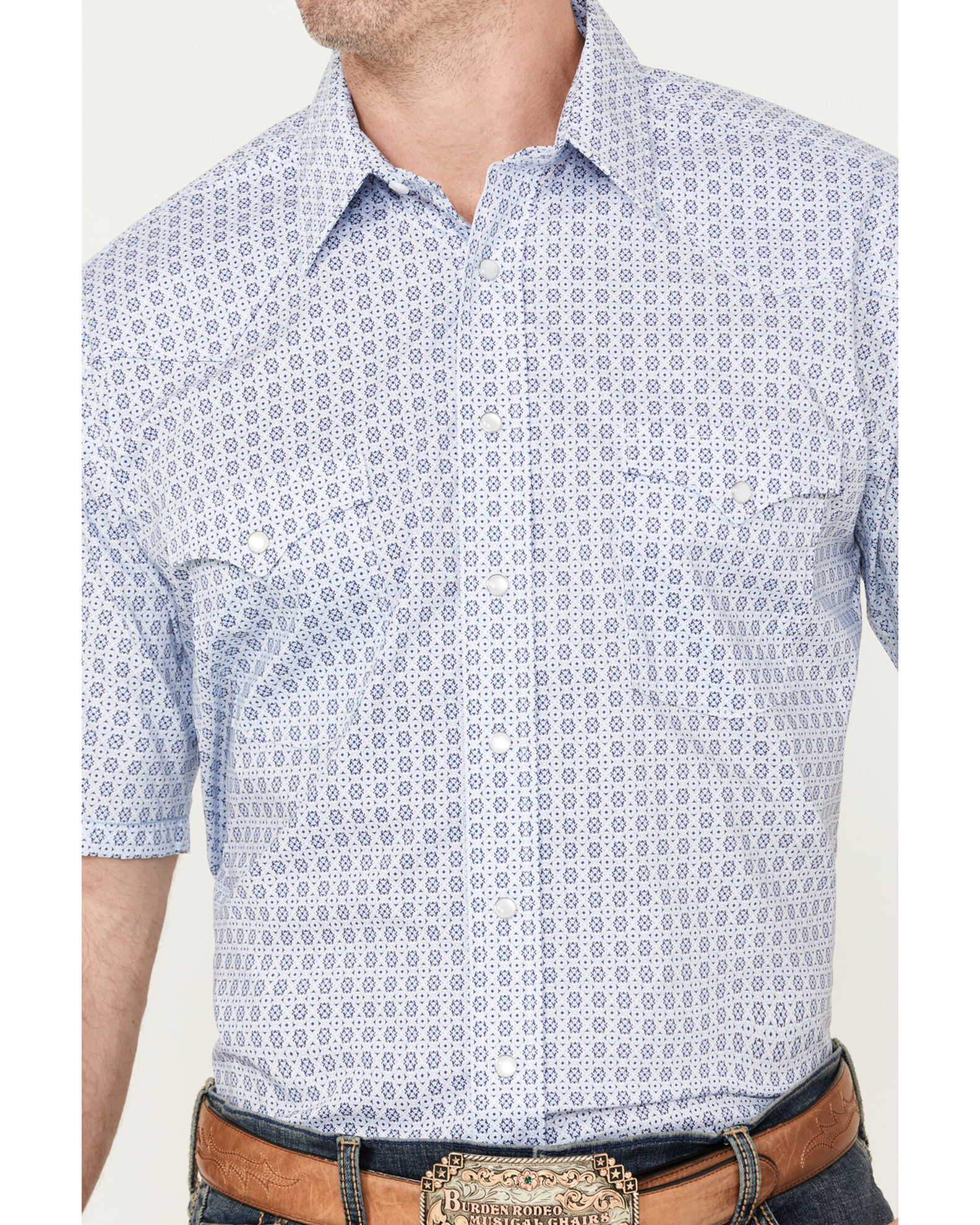 Rough Stock By Panhandle Mens Medallion Print Short Sleeve Stretch