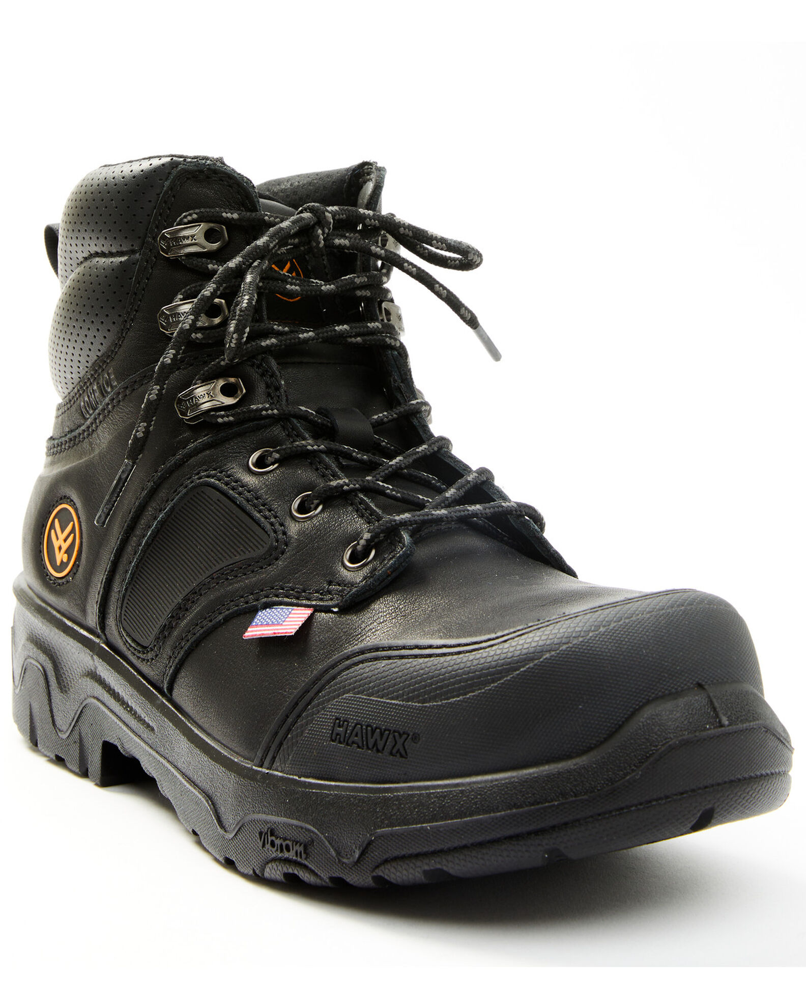 Hawx Mens 6 Anthem Waggled Lace Up Work Boots Composite Toe Black