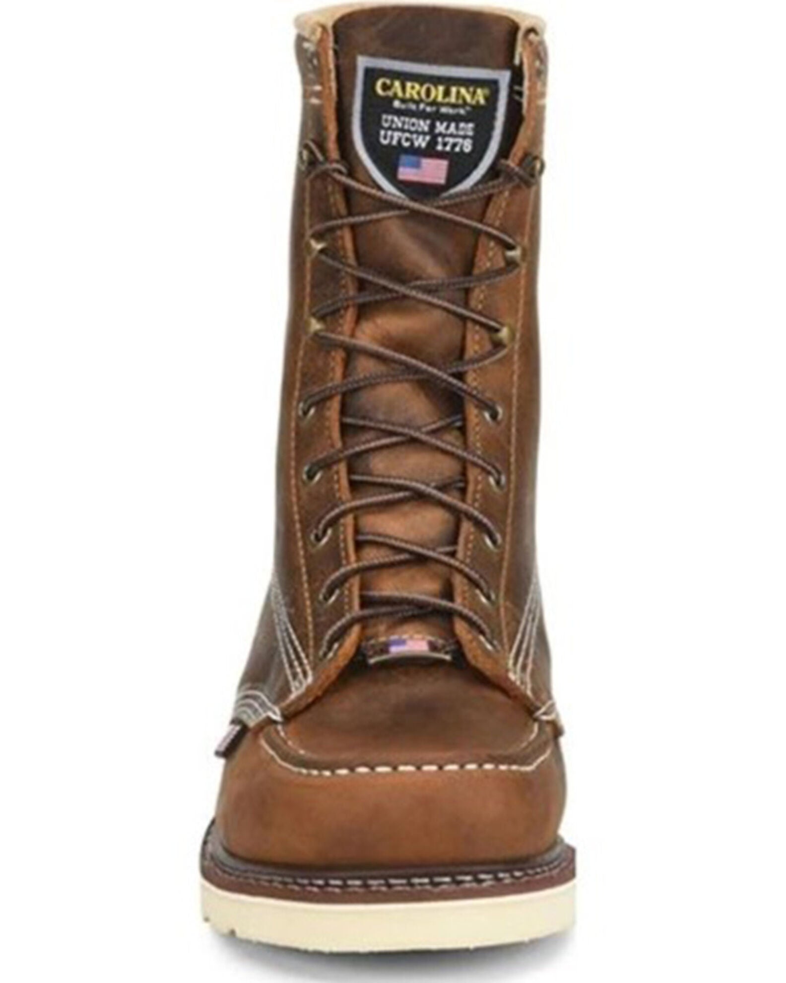 Carolina Men's 8" Lace-Up Work Boots - Moc Toe, Brown
