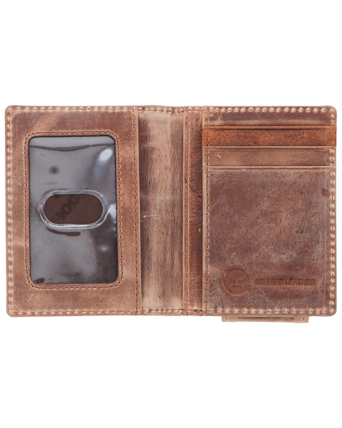 Hooey Men's Bifold Money Clip Leather Wallet, Brown