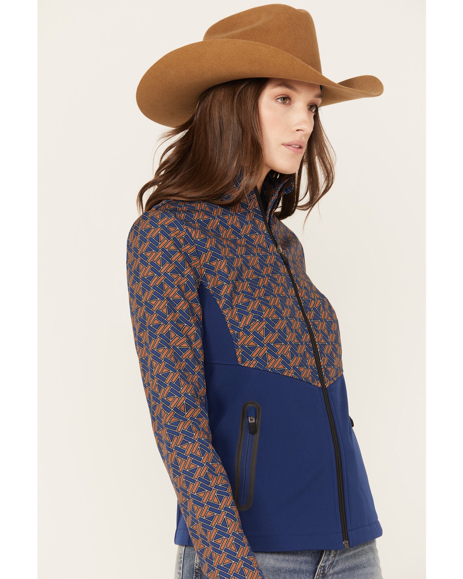 RANK 45® Women's Fannie Geo Print Softshell Jacket, Royal Blue