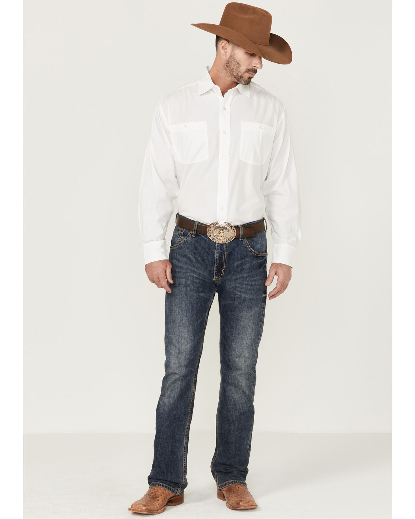 Product Name Resistol Mens Solid Long Sleeve Button Down Western Shirt