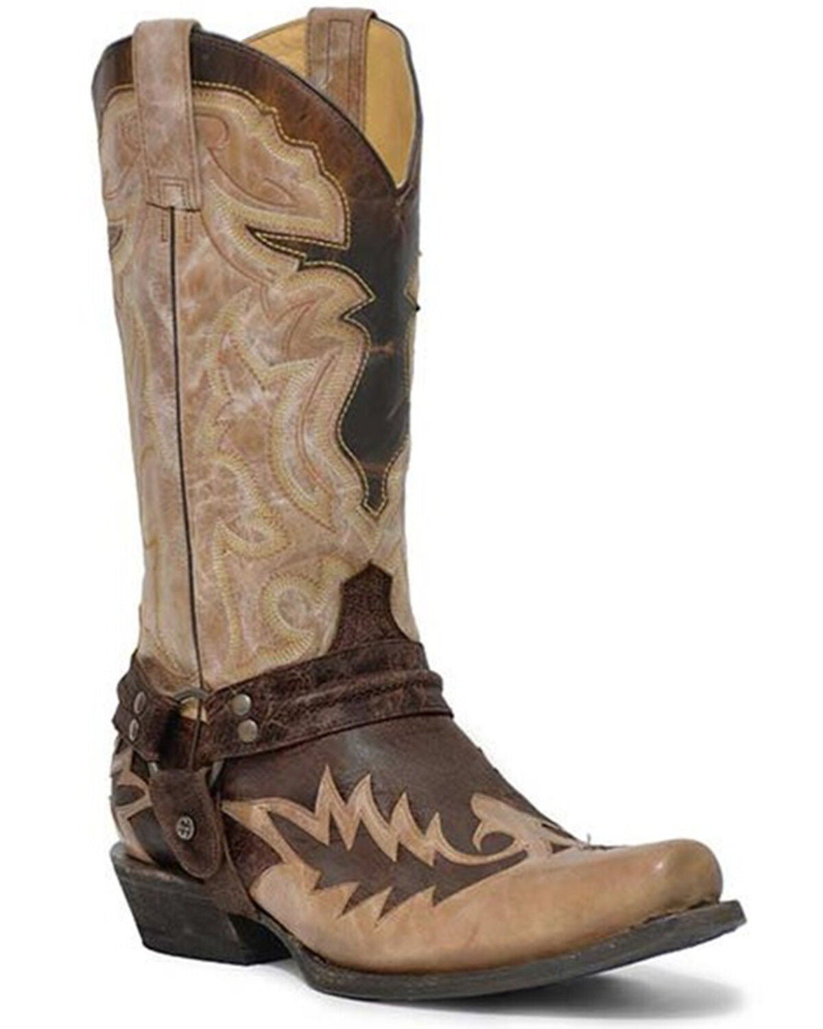 Stetson Men's Outlaw Bad Guy Wing Tip Harness Western Boots - Snip Toe ...