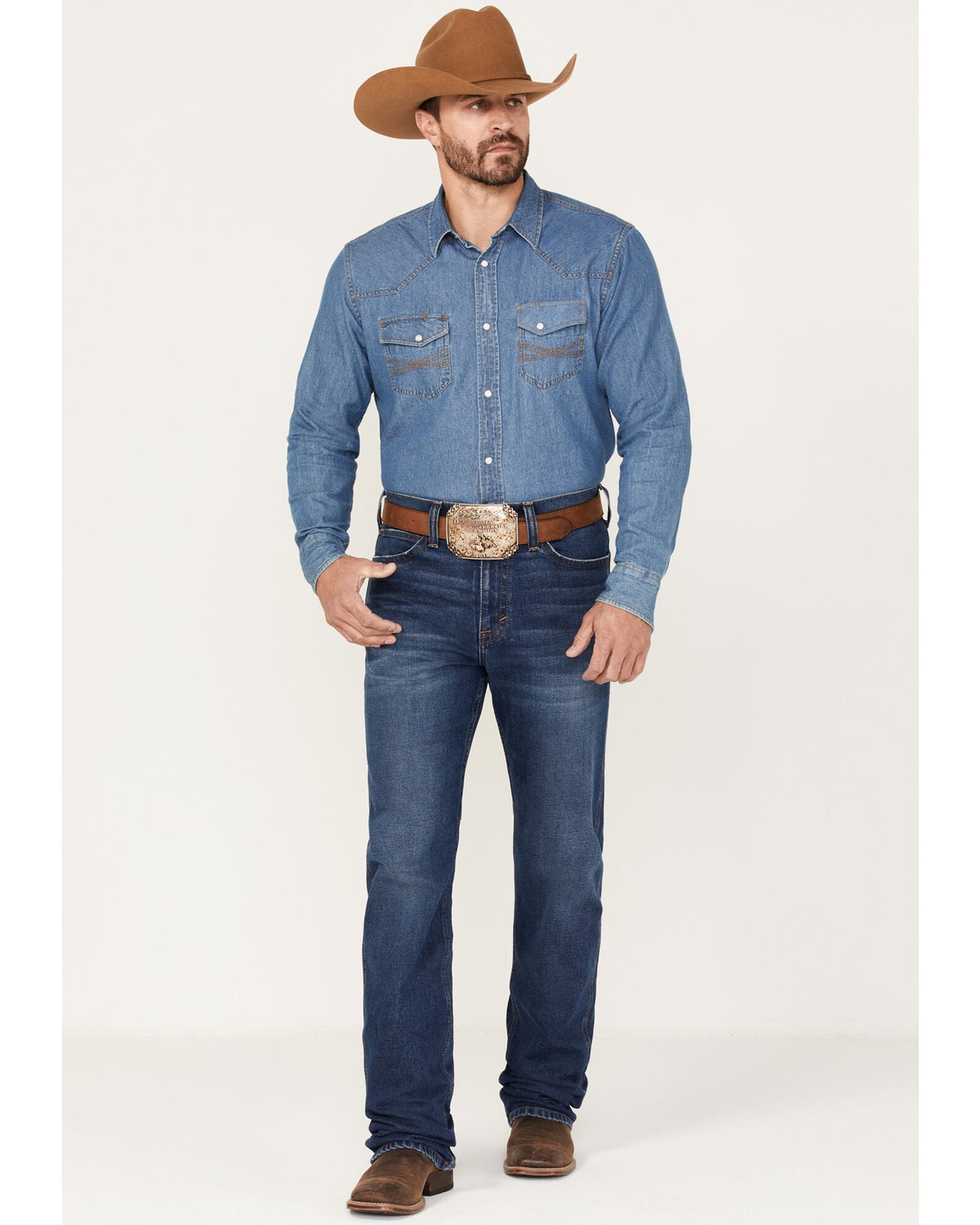 Blue Ranchwear Men's Montana Medium Wash Stackable Straight Stretch ...