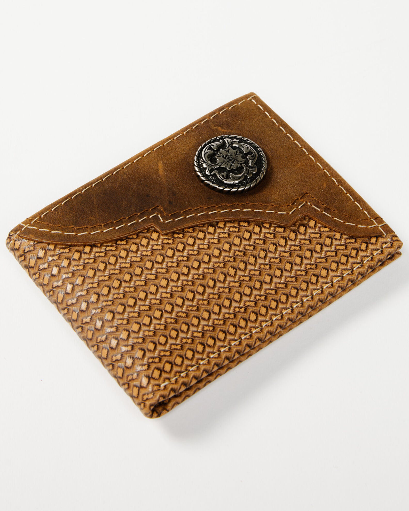 Product Name: Cody James Men's Brown Bi-Fold Basket Weave Leather Wallet