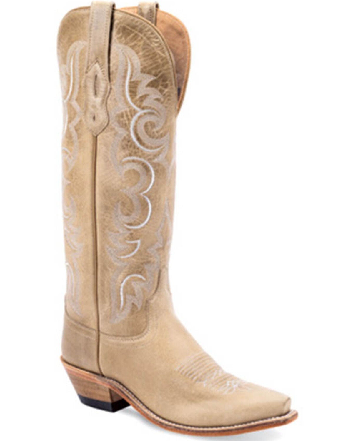 Old West Women's Cactus Tall Western Boots - Snip Toe, Ivory