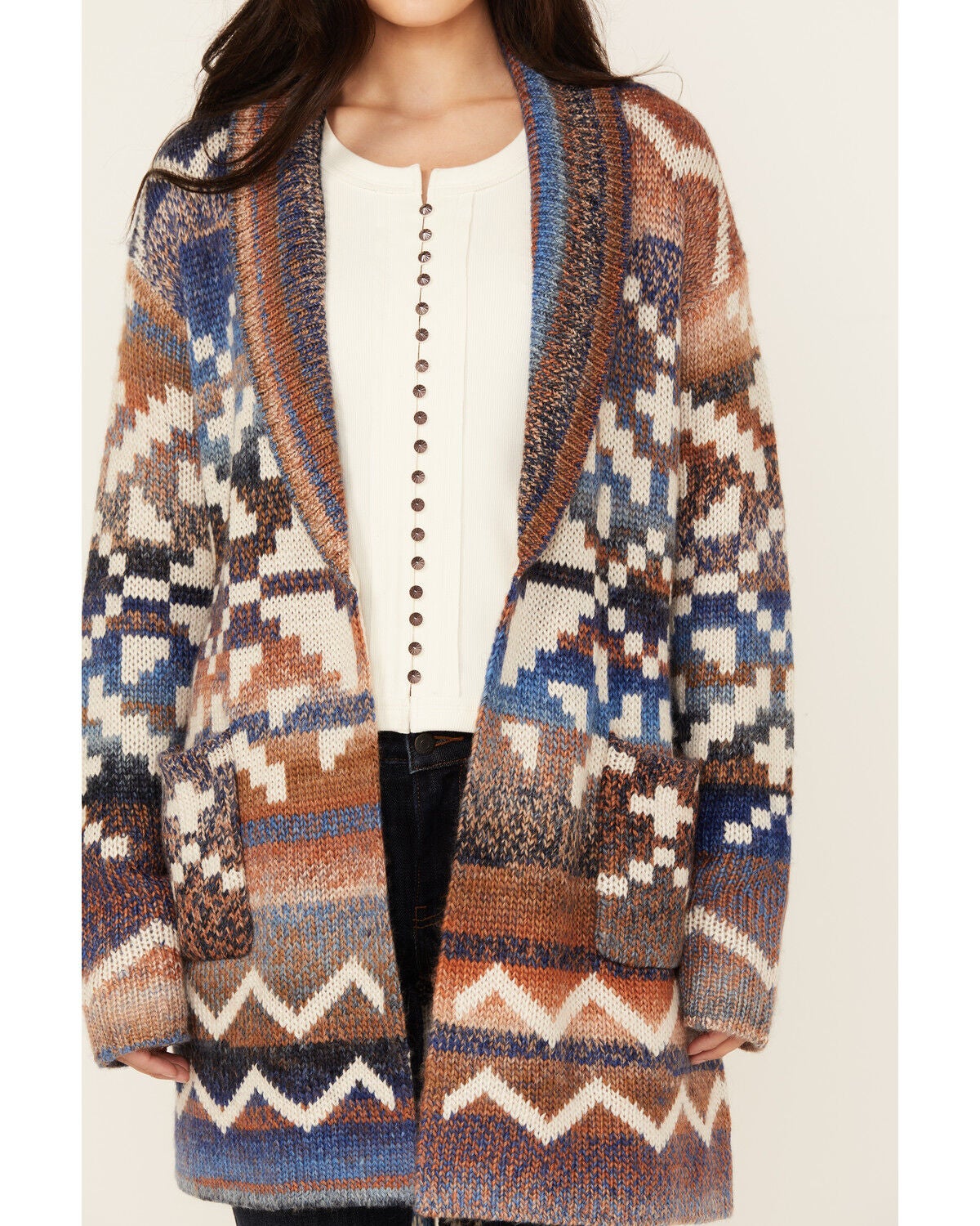 Idyllwind Women's Myhr Southwestern Print Cardigan, Indigo