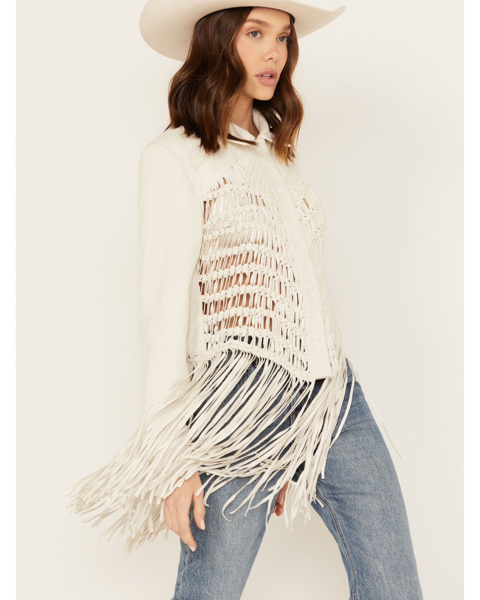 Product Name: Wonderwest Women's Macrame Back Long Sleeve Snap Shirt