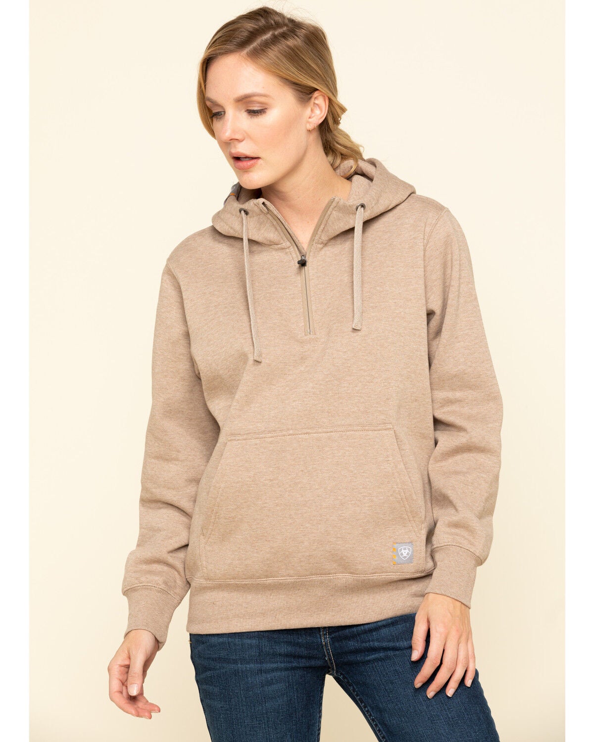 Ariat Women's Dark Oatmeal Heather Rebar Skill Set Zip Hooded Pullover ...