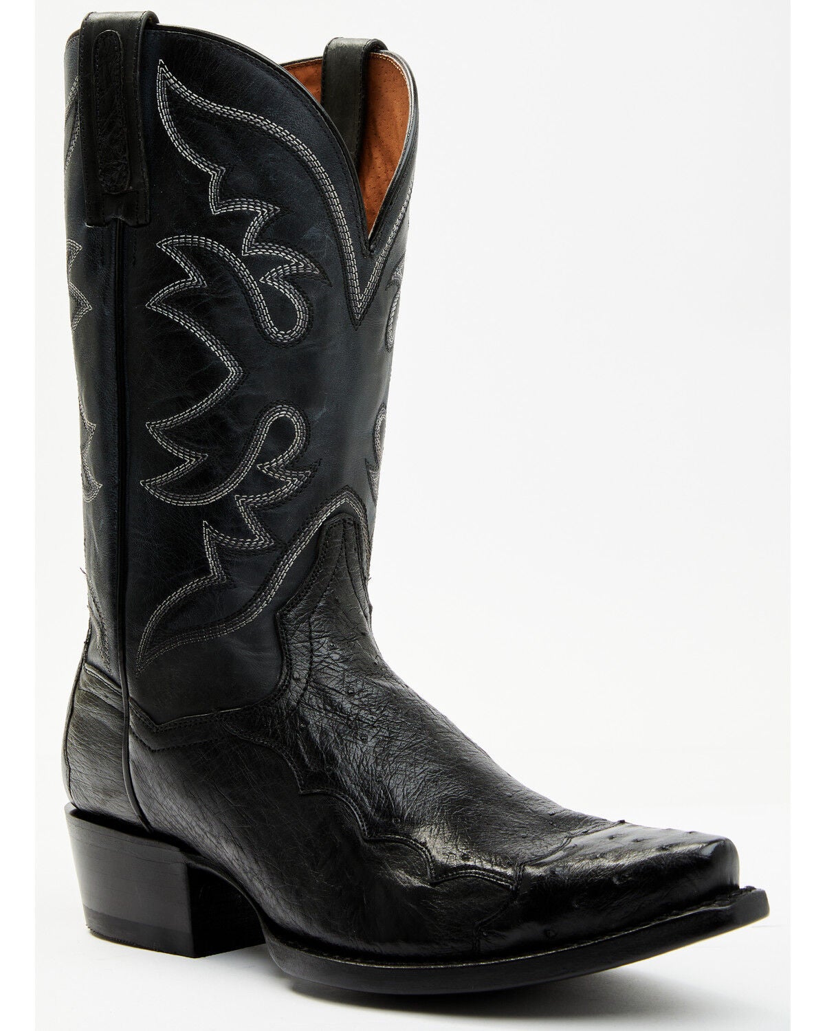 Dan Post Men's Exotic Ostrich Western Boots - Snip Toe, Black, hi-res