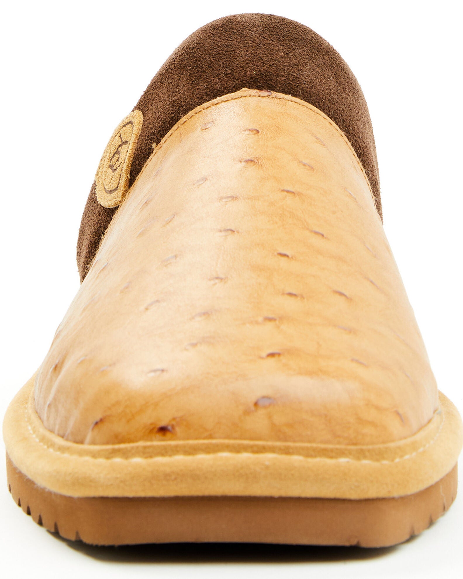 Ariat Men's Silversmith Full Quill Ostrich Print Slippers, Tan