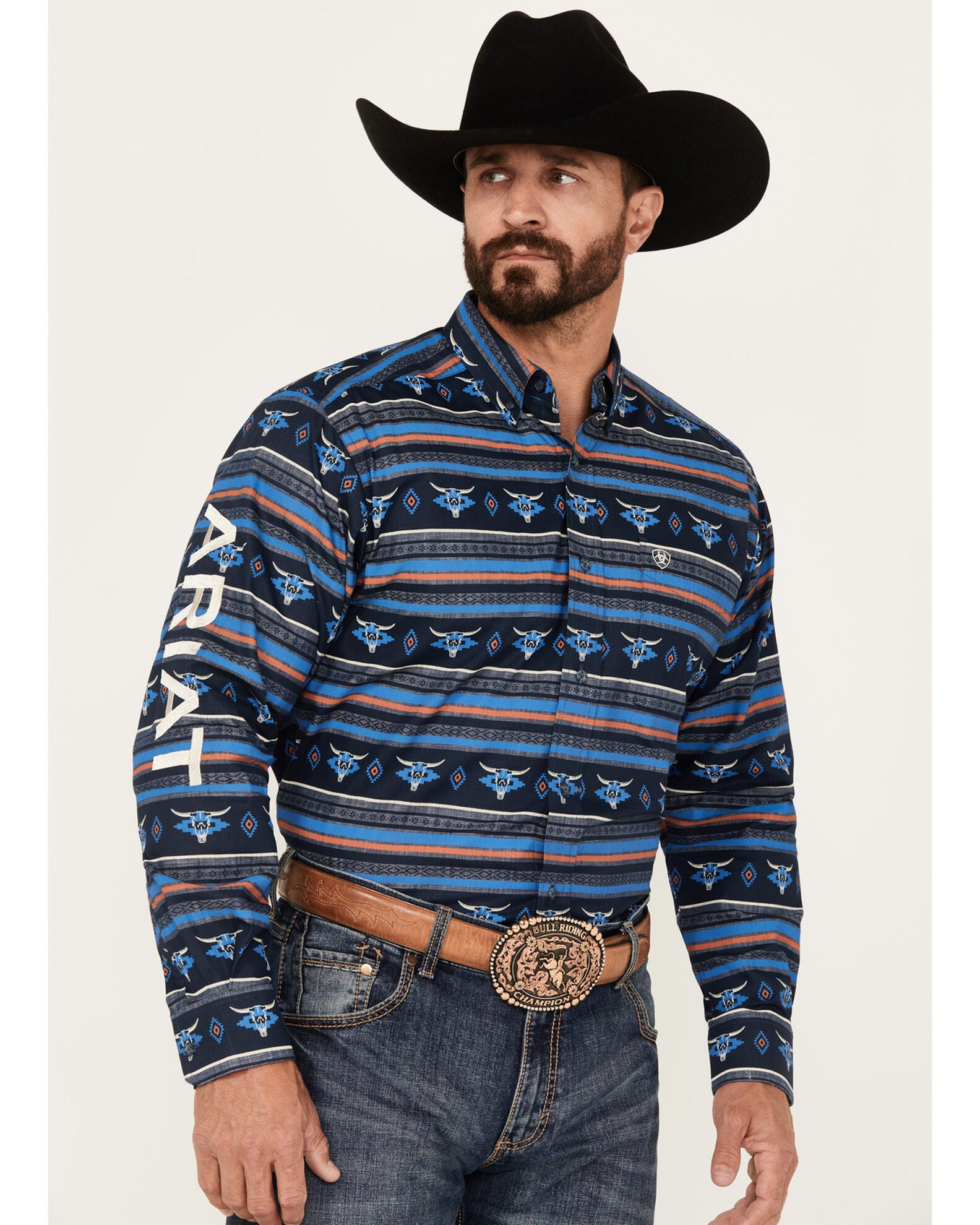 Product Name: Ariat Men's Team Chandler Southwestern Striped Print Long ...