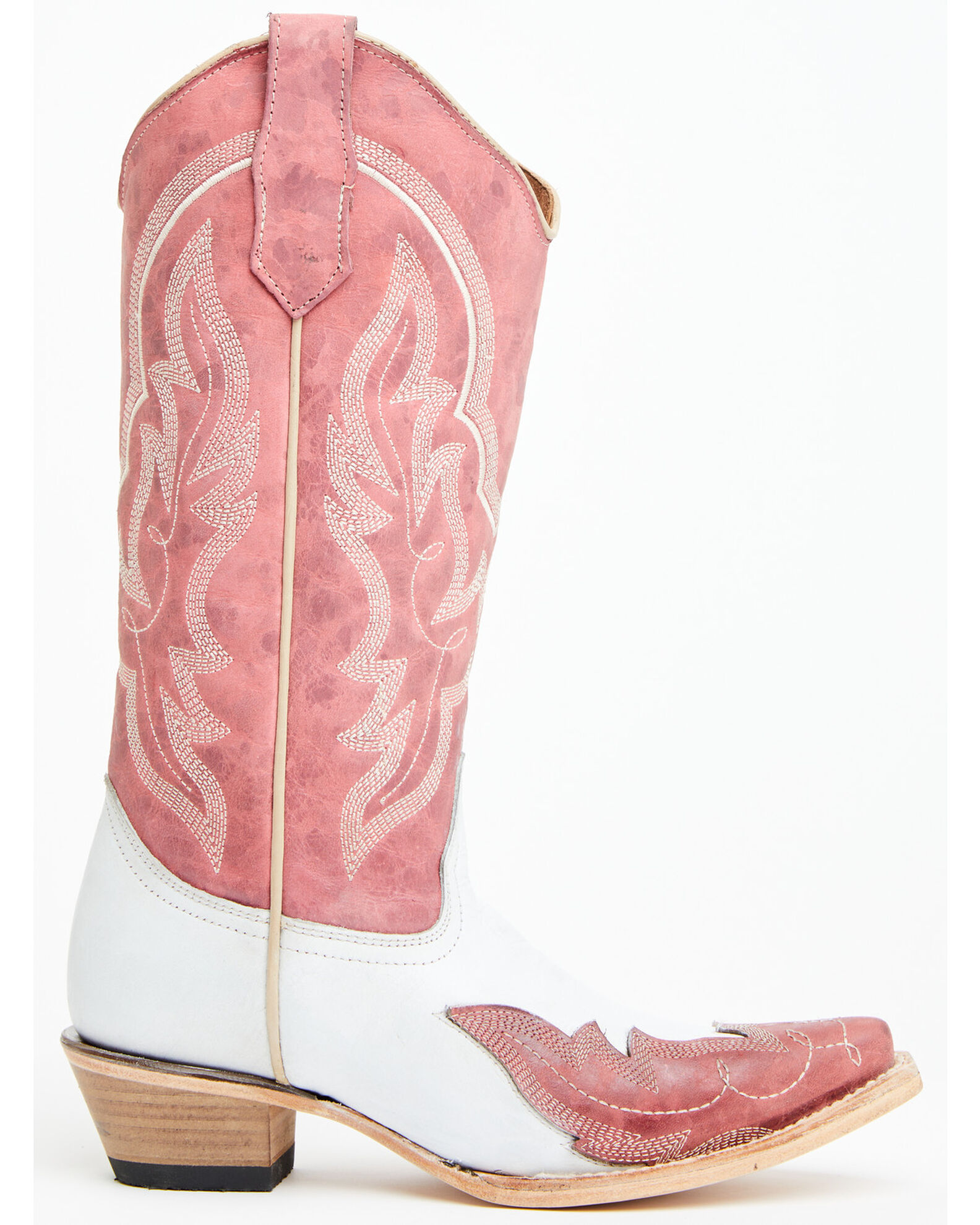 Circle G Womens Wingtip Overlay Western Boots Snip Toe Pink
