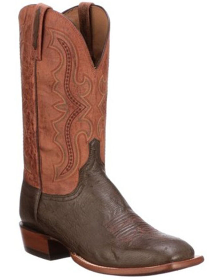 Lucchese Mens Brown Cecil Western Boots Wide Square Toe Sheplers