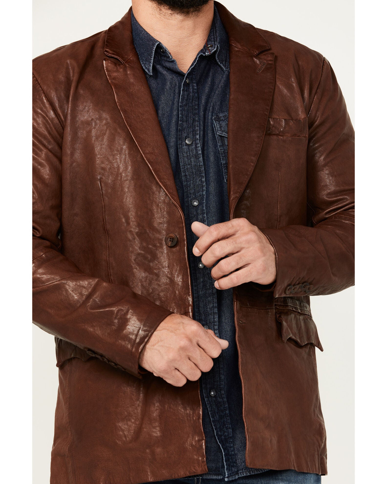 Moonshine Spirit Men's Leather Blazer, Cognac
