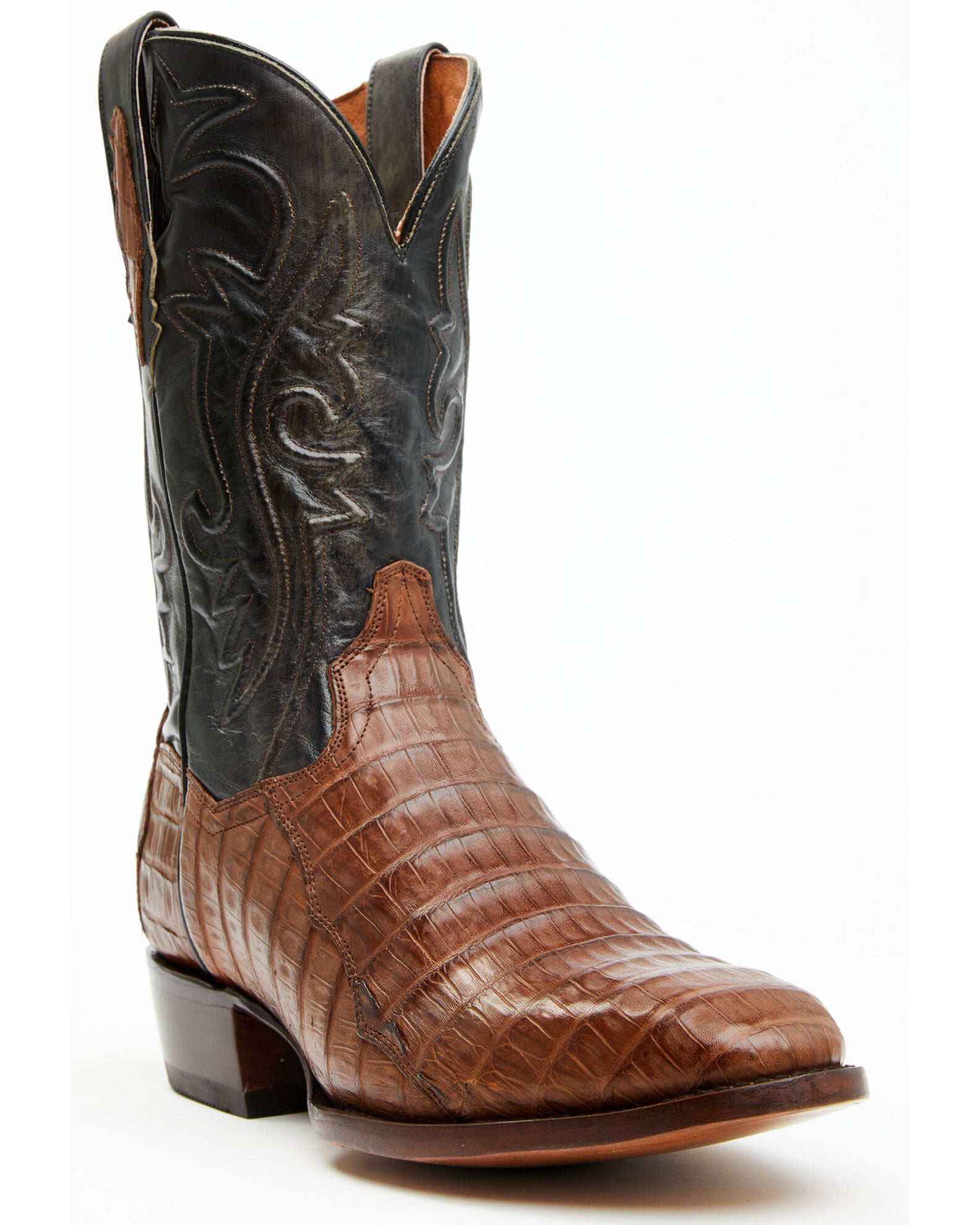 Dan Post Men's 12" Exotic Caiman Western Boots - Round Toe, Brown