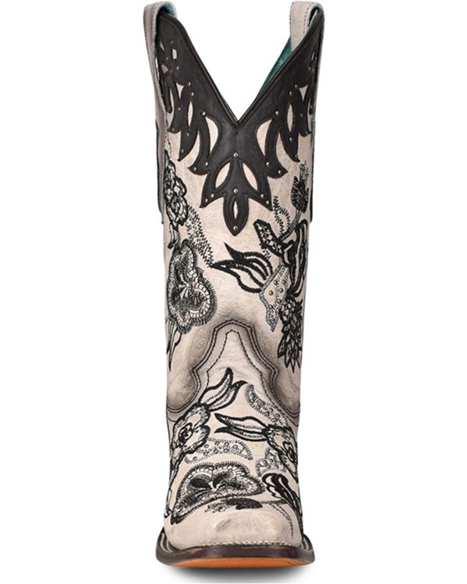 Corral Women's White Overlay Western Boots - Square Toe, Cream/black