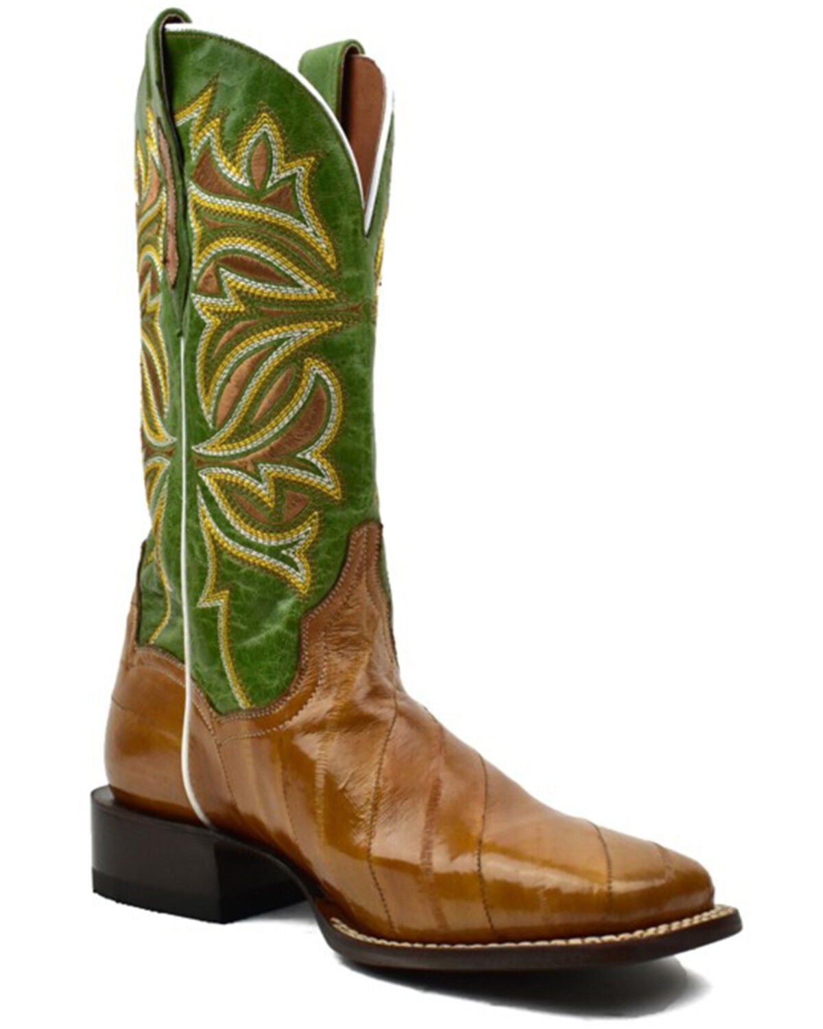 Dan Post Women's Exotic Eel Skin Western Boot - Broad Square Toe, Green