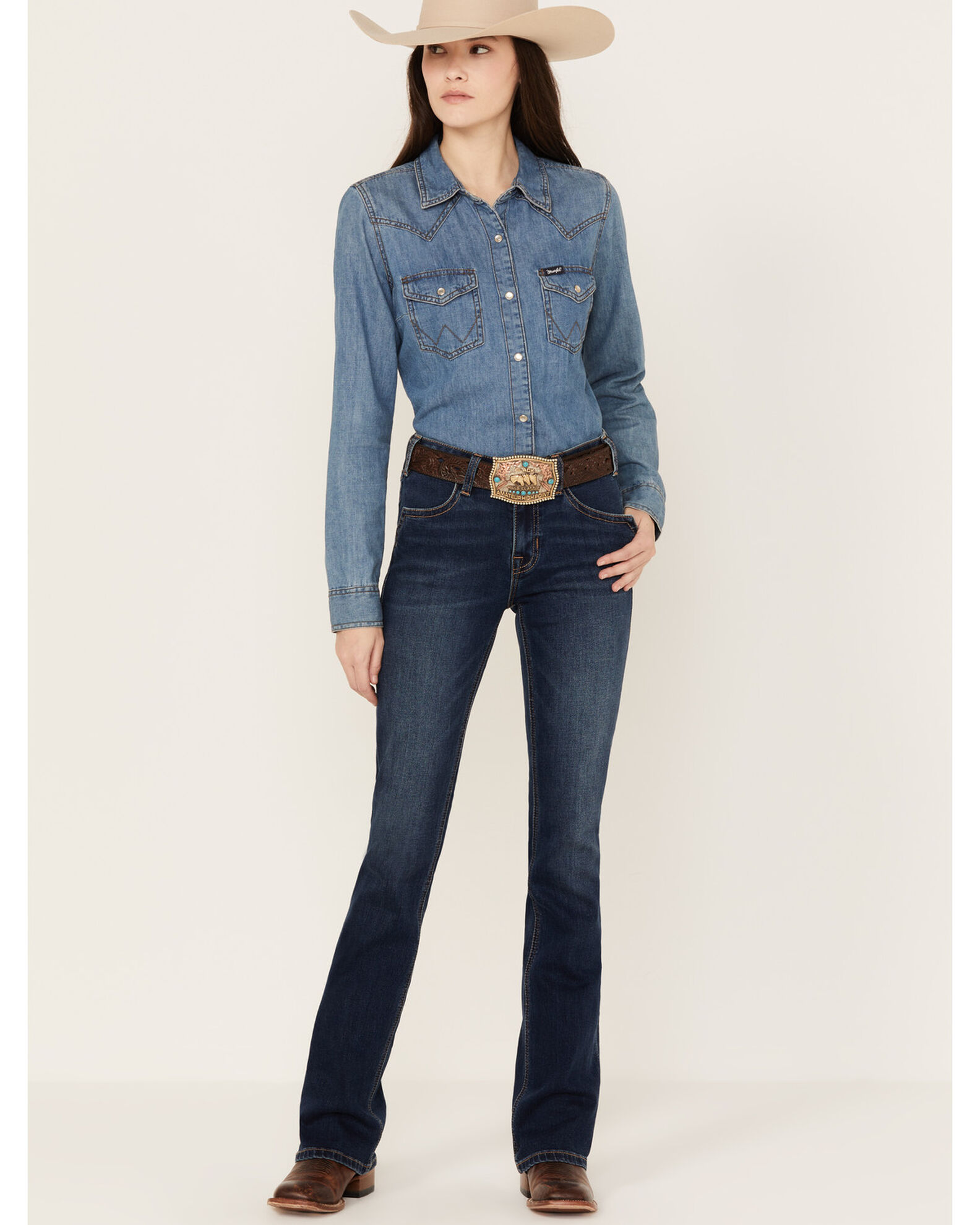 Product Name Rock And Roll Denim Womens Dark Wash Mid Rise Bootcut Jeans