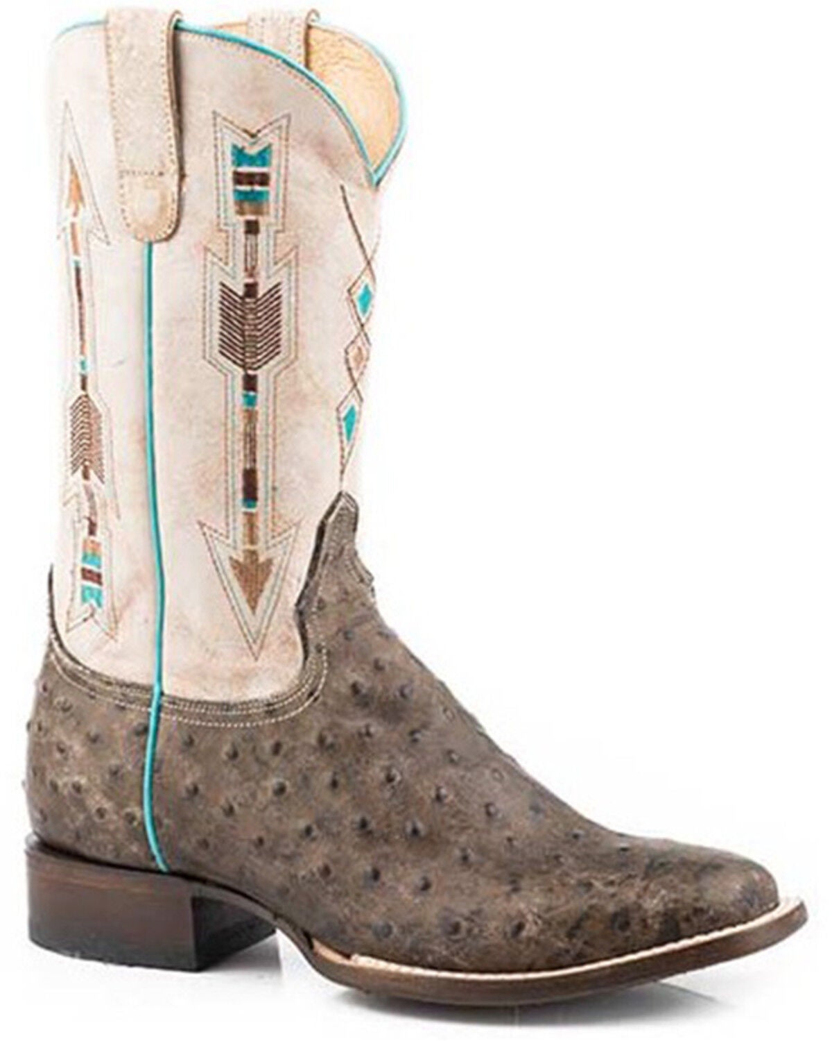 Roper Women's Arrow Feather Ostrich Print Western Boots - Broad Square ...
