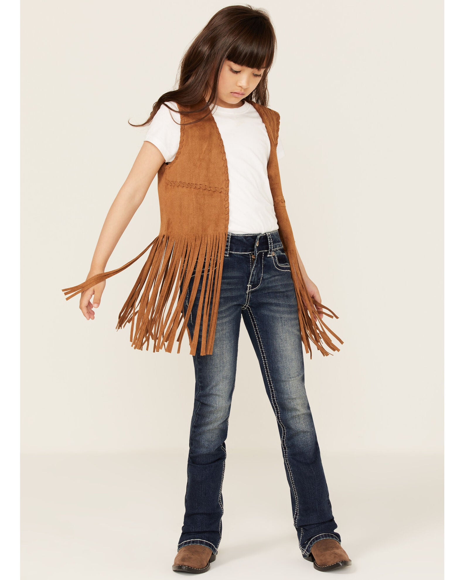 Product Name: Fornia Little Girls' Fringe Faux Suede Vest