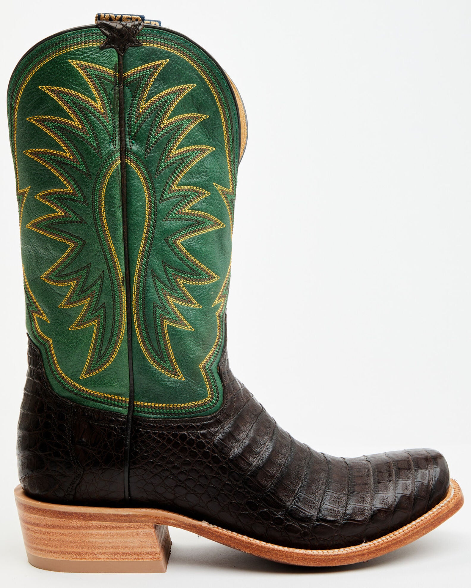 Hyer Men's Spearville Exotic Caiman Western Boots - Square Toe, Black