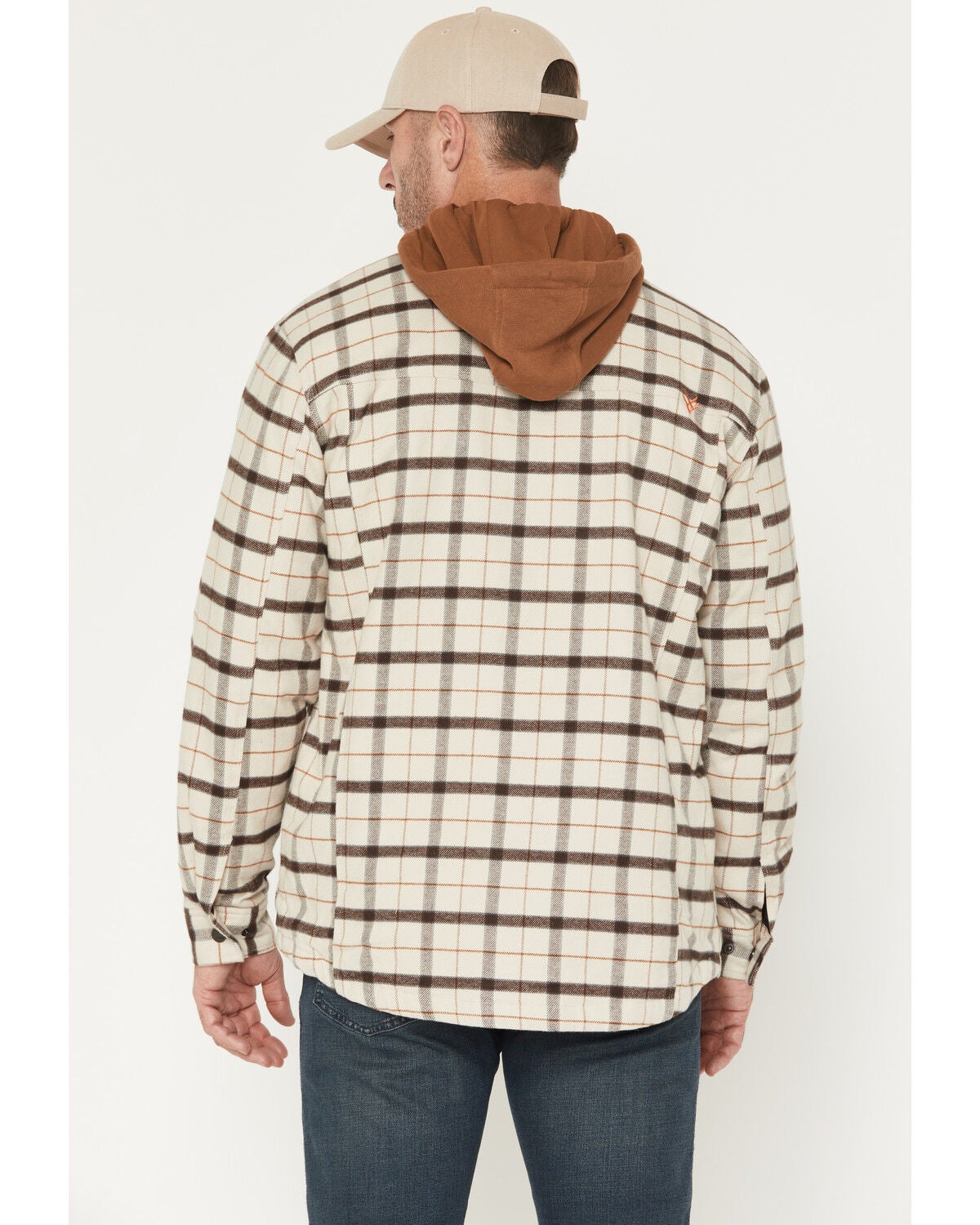 Hawx Men's Bronson Plaid Print Insulated Hooded Flannel Shirt Jacket, Tan