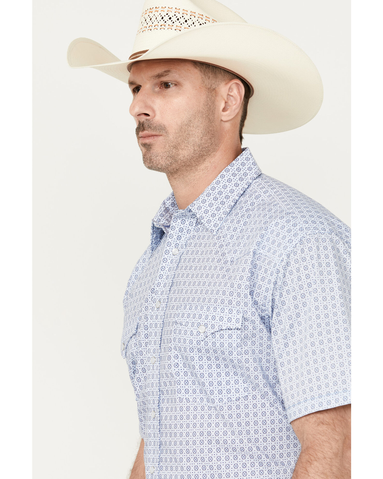 Rough Stock By Panhandle Mens Medallion Print Short Sleeve Stretch
