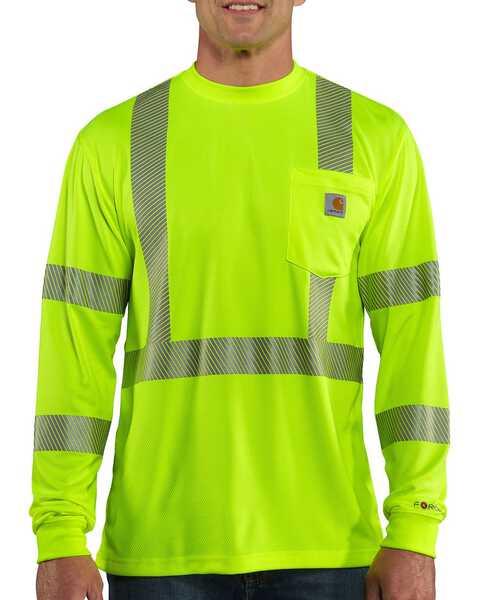 Carhartt Force Men's High-Visibilty Class 3 Long Sleeve Work T-Shirt ... Carhartt Force Men's High-Visibilty Class 3 Long Sleeve Work T-Shirt ...