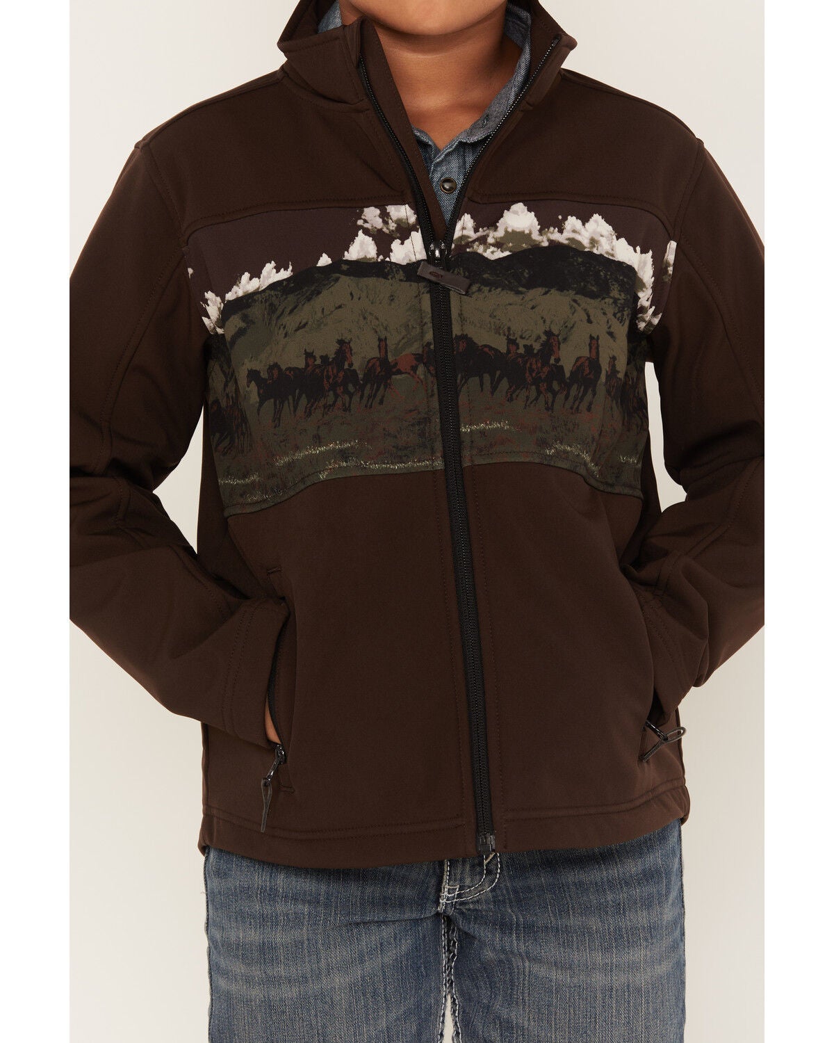 Cody James Boys' Western Scenic Print Softshell Jacket, Brown