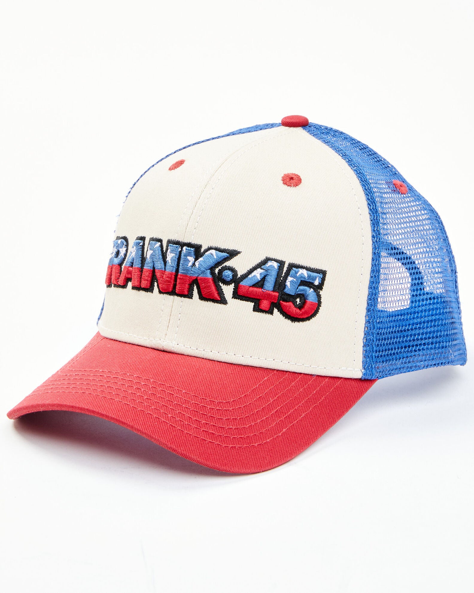 Product Name: RANK 45® Men's Embroidered Flag Logo Mesh-Back Ball Cap